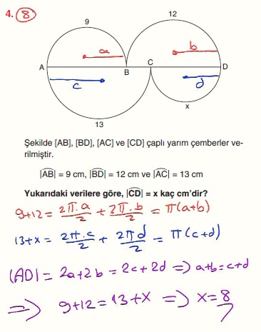 Acil matematik geometri soru bankası çember çevresi A çözümleri ...