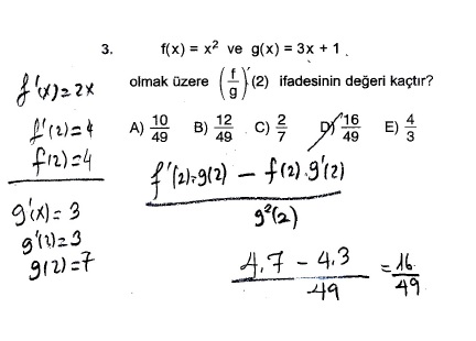 Esen ayt matematik soru bankası kırmızı seri türev konusu türev alma ...