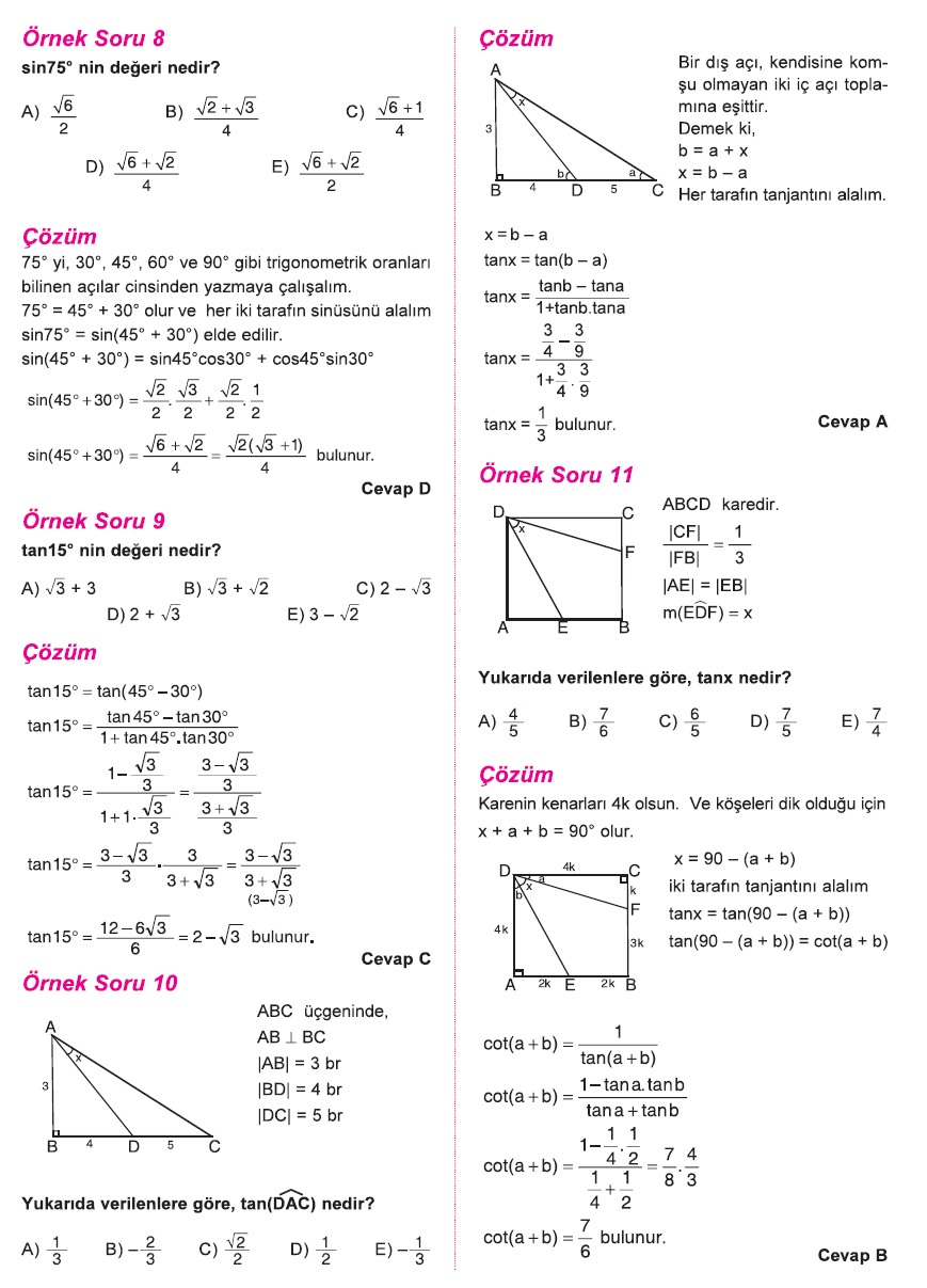 TRİGONOMETRİ 2 KONU ANLATIM VE ÖZET BİLGİLER - Matematik Kitap ... TRİGONOMETRİ 2 KONU ANLATIM VE ÖZET BİLGİLER - Matematik Kitap ...